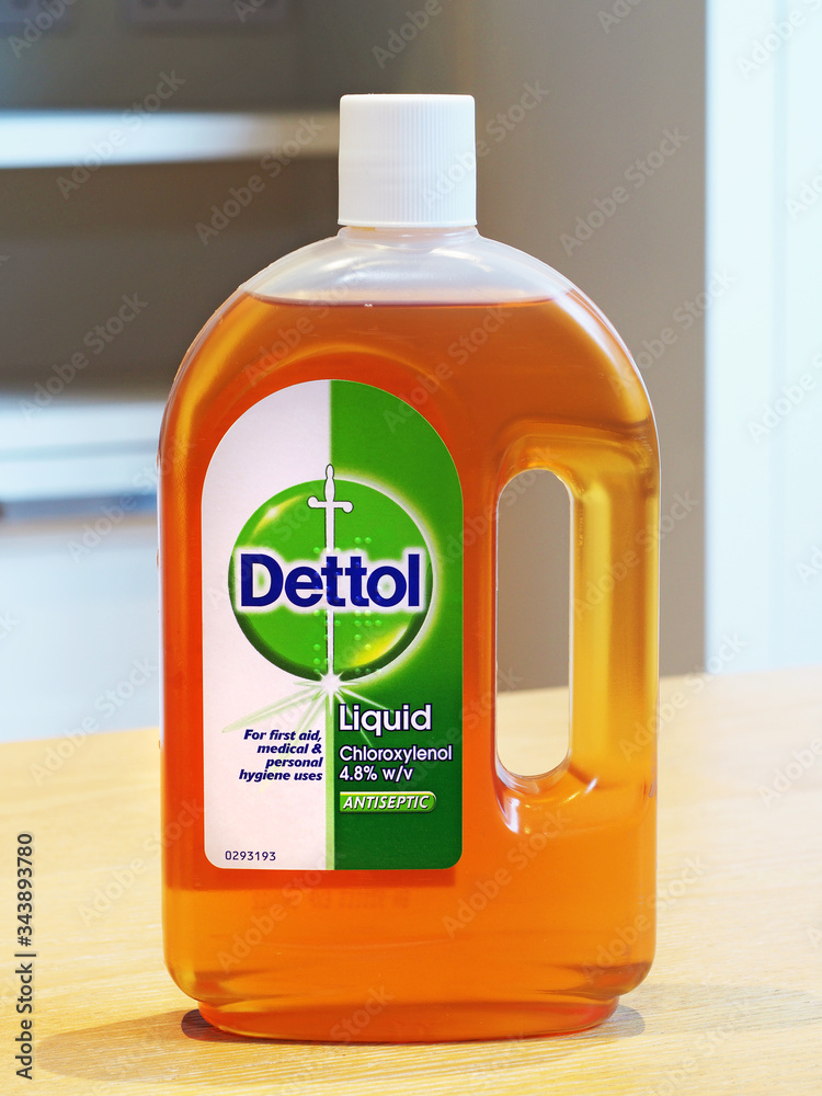 London, England UK. April 28th 2021: A large bottle of household Dettol ...