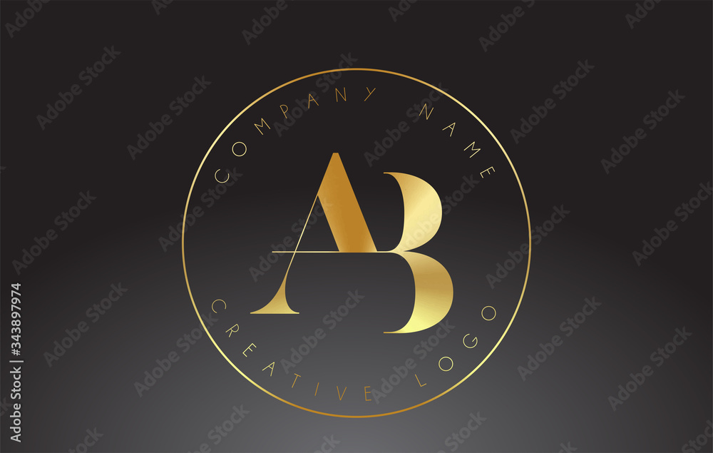Letters AB A B Logo with a golden minimalist design. Simple AB Icon ...
