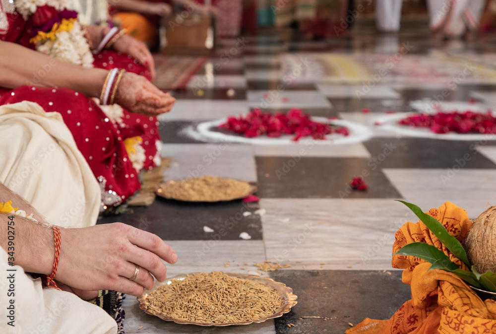 items for the Indian Yajna ritual. Indian Vedic fire ceremony called ...