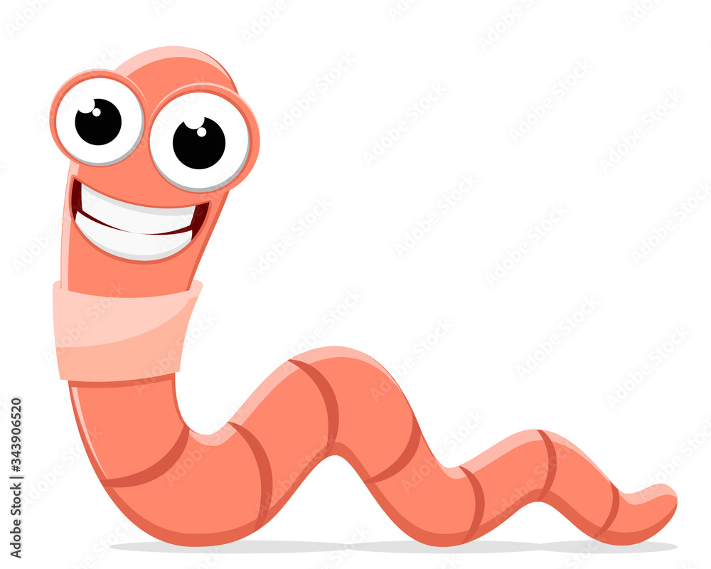 Worm creeps and smiles on a white background. Character Stock Vector ...