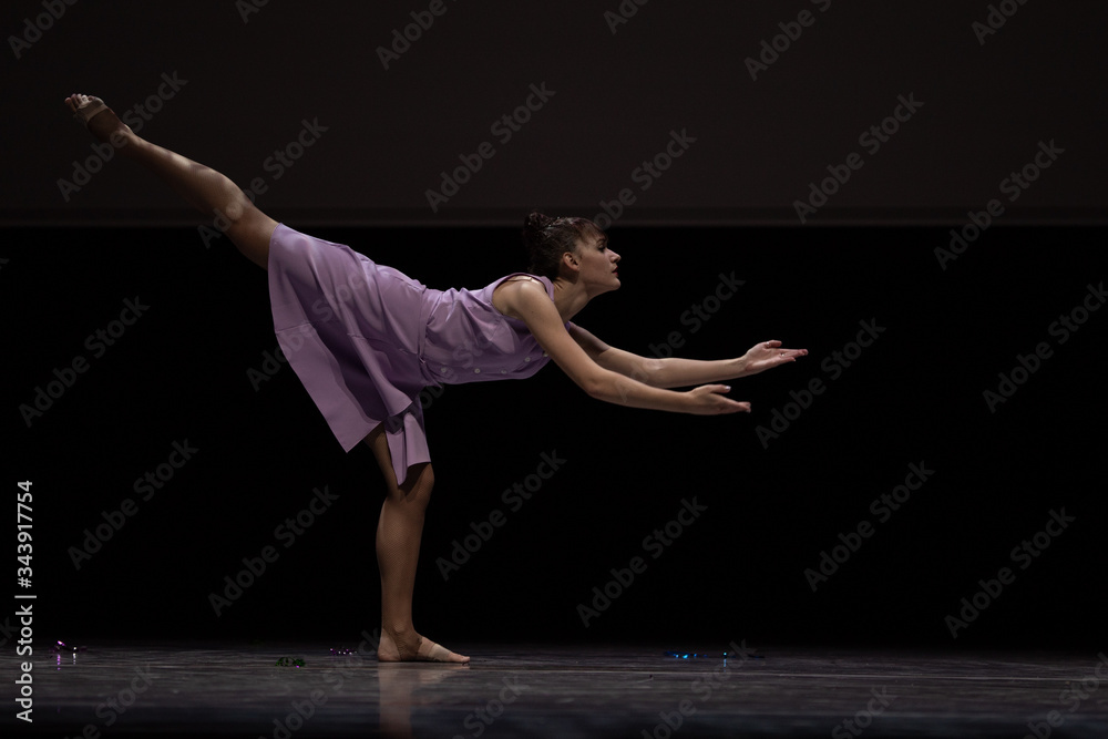 Dancers actors perform in the theater on stage in a dance show Stock ...