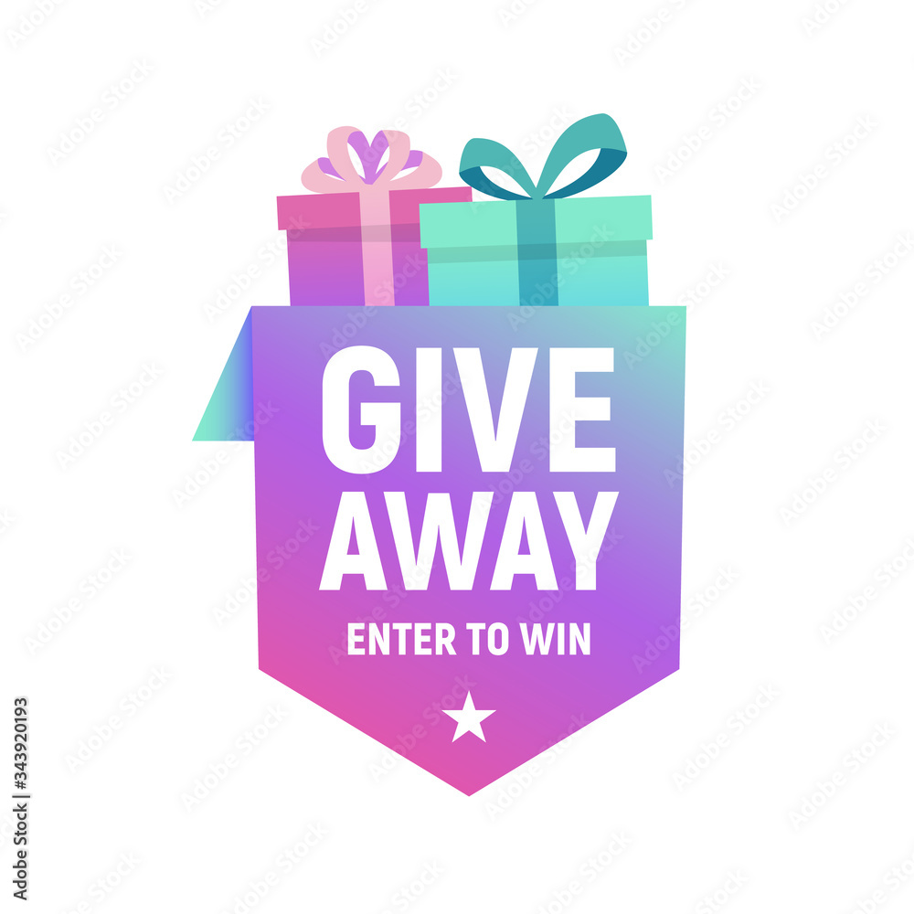 Giveaway banner template for social media. Enter to win poster. Gift ...