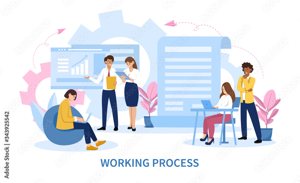 Infographic of a business teams working process showing planning and ...