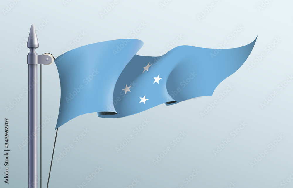 Micronesia flag state symbol isolated national banner. Greeting card ...