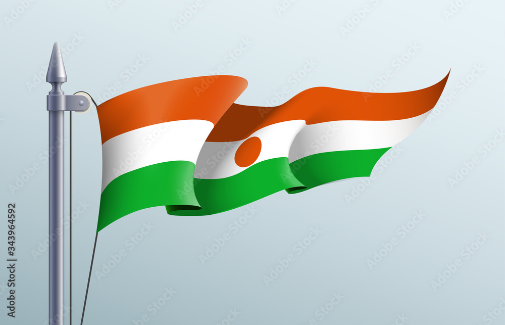 Niger flag state symbol isolated on background national banner ...