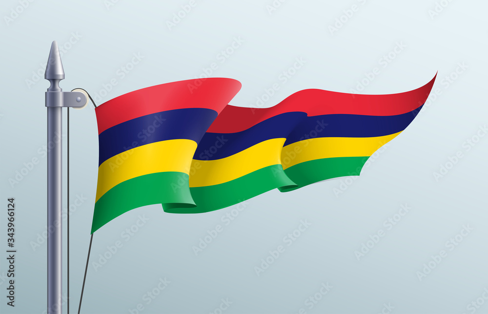 Mauritius flag state symbol isolated on background national banner ...