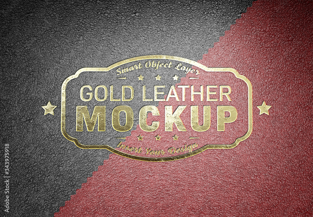Embossed Gold Logo Mockup on Leather Stock Template | Adobe Stock