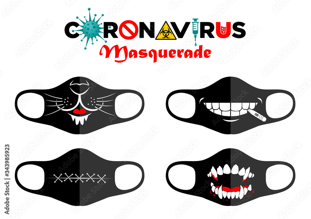 Print design concept on reusable face protection masks. Entertainment ...