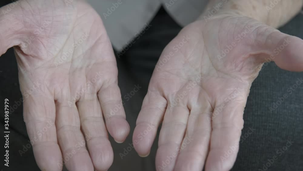 Poor elder person. The open palms of an old granny. Stock Video | Adobe ...