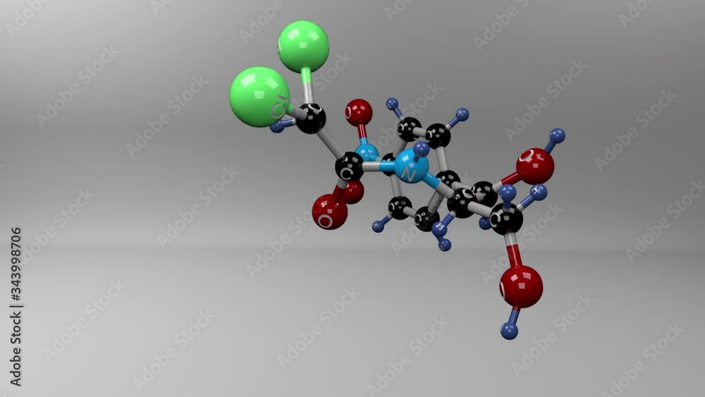 Chloramphenicol molecule. Molecular structure of chloromycetinl, broad ...