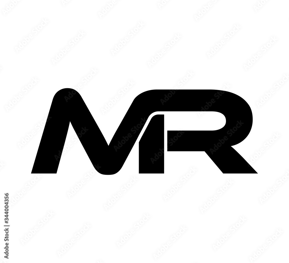 Initial 2 letter Logo Modern Simple Black MR Stock Vector | Adobe Stock