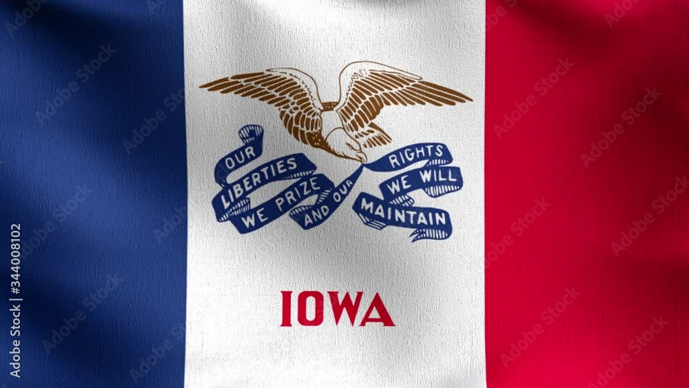 Seamless Loop 4K VDO. Iowa state flag in The United States of America ...