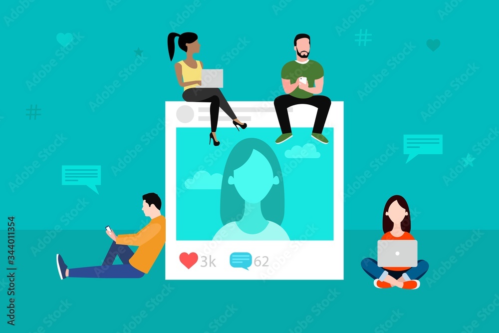 People using social media to post their images Stock Vector | Adobe Stock