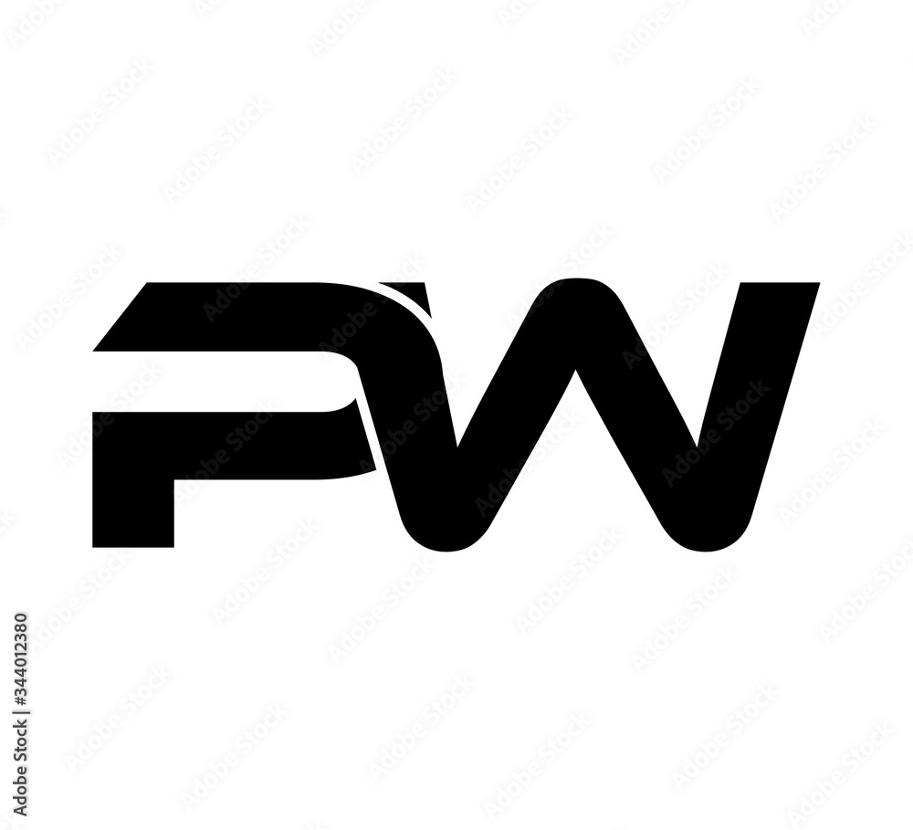Initial 2 letter Logo Modern Simple Black PW Stock Vector | Adobe Stock