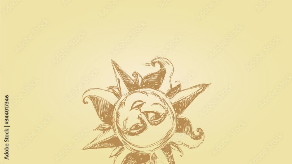 Bouncing Flat Elements Forming Esoteric Sun Doodle Composed With A ...