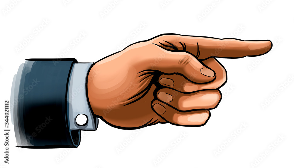 Hand pointing right. Digital illustration Stock Illustration | Adobe Stock