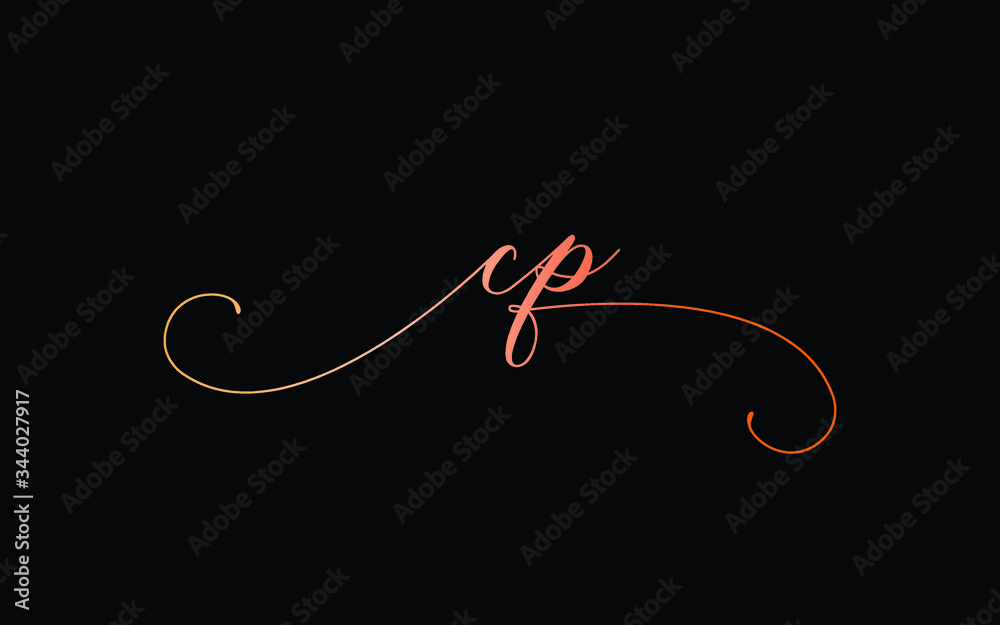 cp or c, p Lowercase Cursive Letter Initial Logo Design, Vector ...