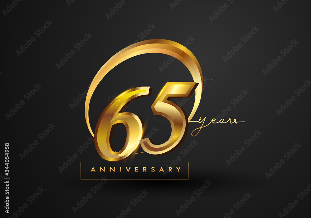 65 Years Anniversary Celebration. Anniversary logo with ring and ...