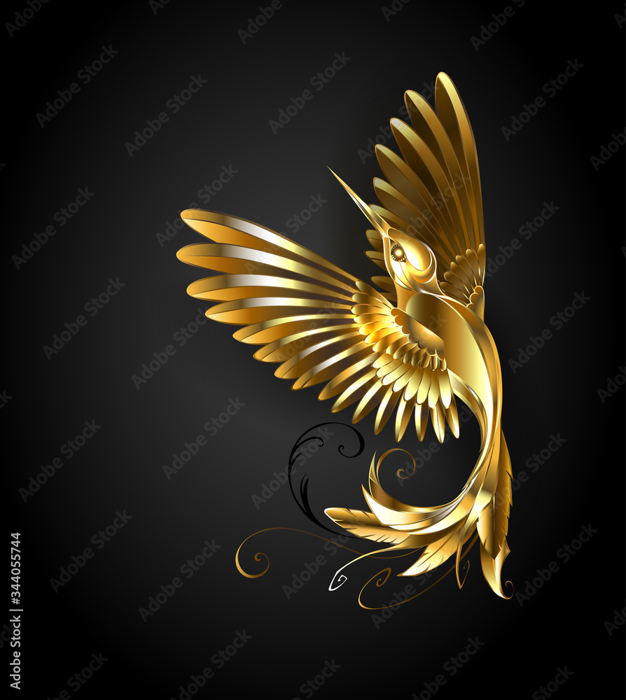 Golden Hummingbird Stock Vector | Adobe Stock