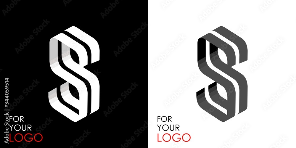 Isometric letter S. From stripes, lines. Template for creating logos ...