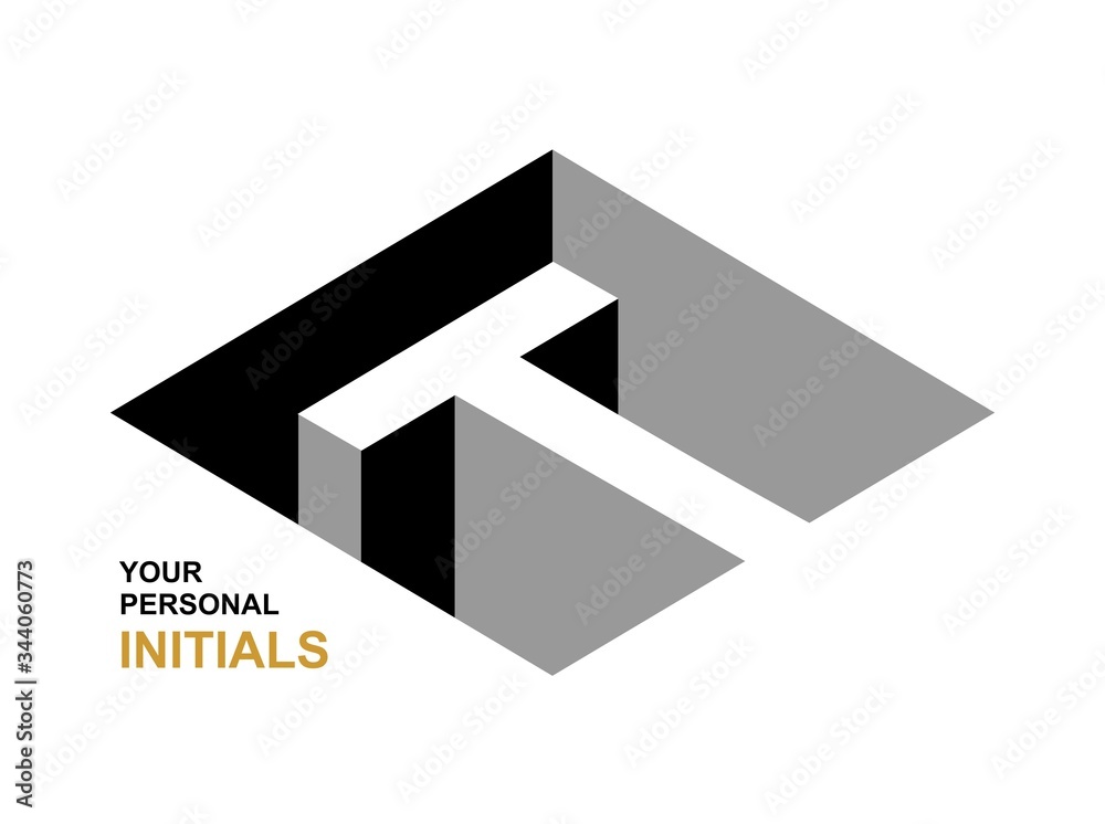 Isometric letter T. Template for creating logos, emblems, monograms ...