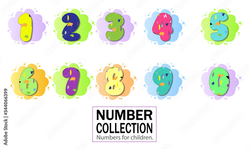 cartoon colorful numbers kids from 1 to 10. Kids learning material ...