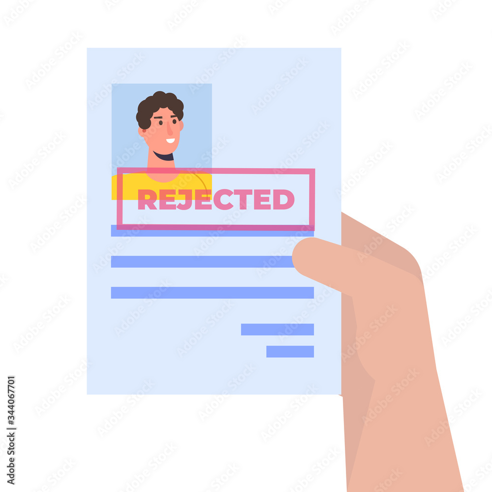 Job application rejected document paper. Vector isometric illustration ...