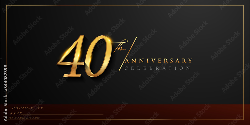 40th anniversary celebration logotype with handwriting golden color ...