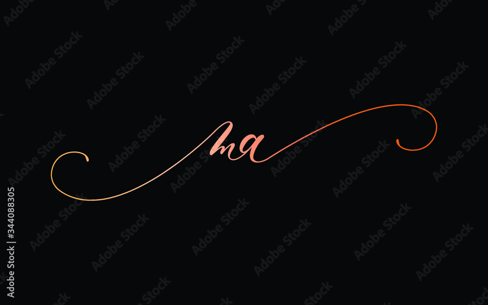ma or m, a Lowercase Cursive Letter Initial Logo Design, Vector ...