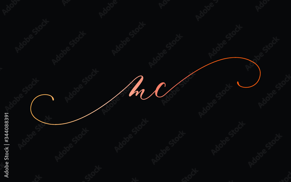 mc or m, c Lowercase Cursive Letter Initial Logo Design, Vector ...