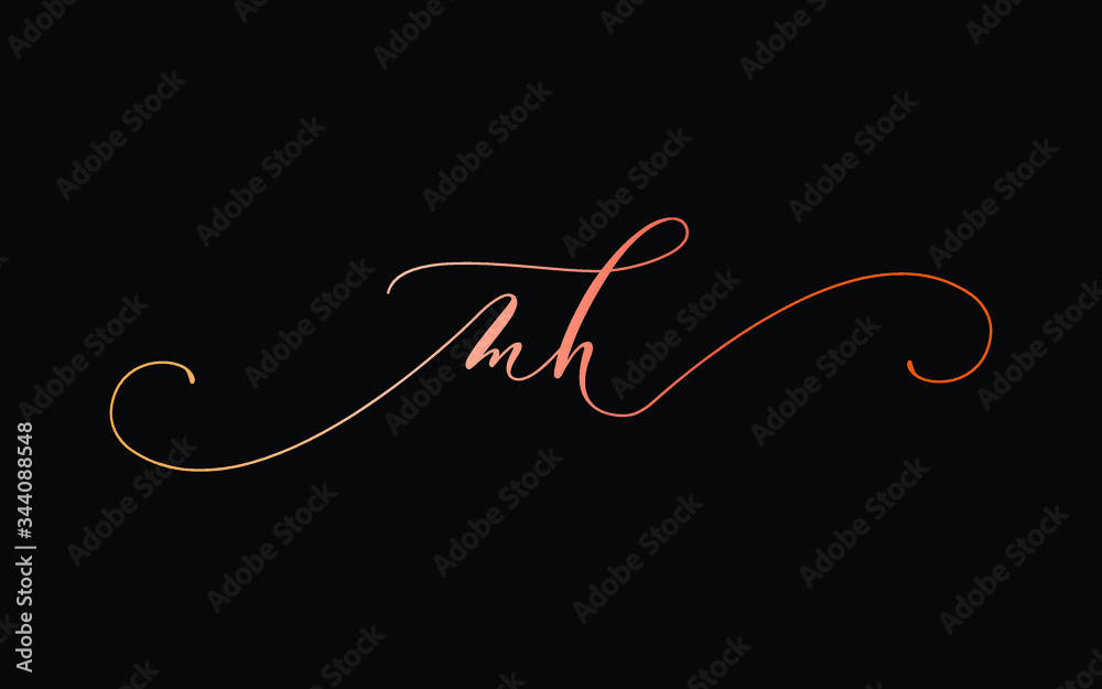 mh or m, h Lowercase Cursive Letter Initial Logo Design, Vector ...