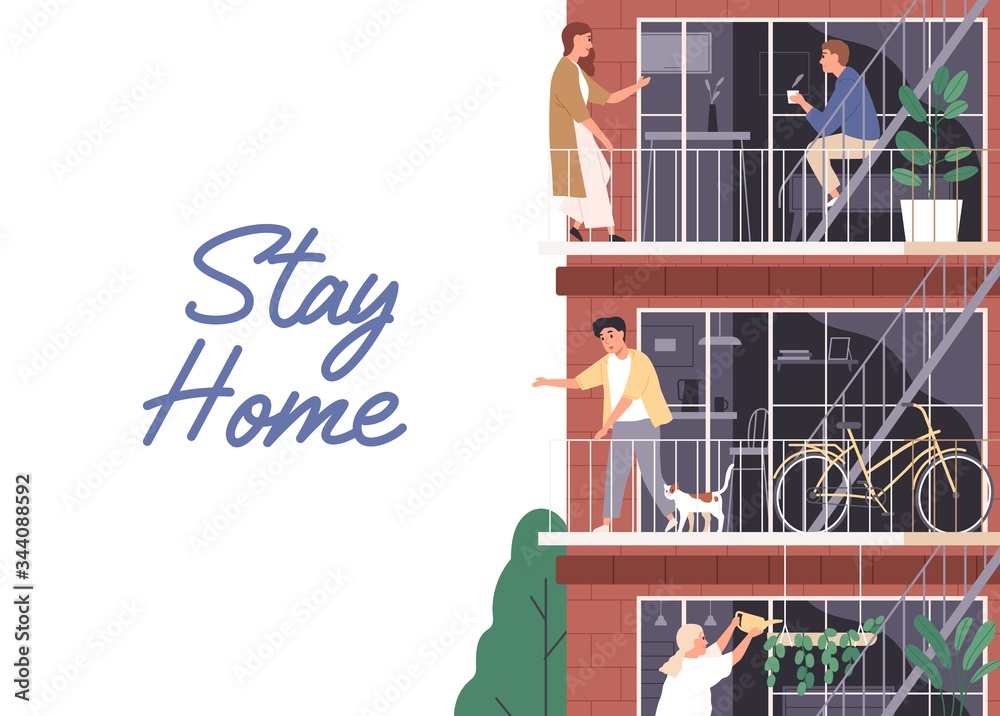 Stay home, isolation concept. Horizontal banner with a place for text ...