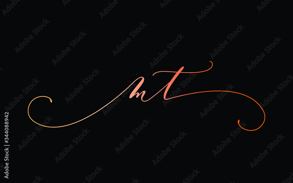 mt or m, t Lowercase Cursive Letter Initial Logo Design, Vector ...