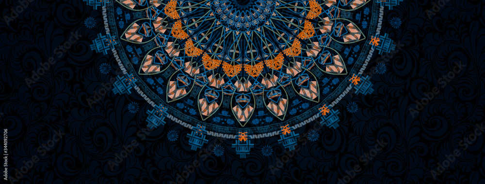 ภาพประกอบสต็อก mandala colorful vintage art, ancient Indian vedic ...