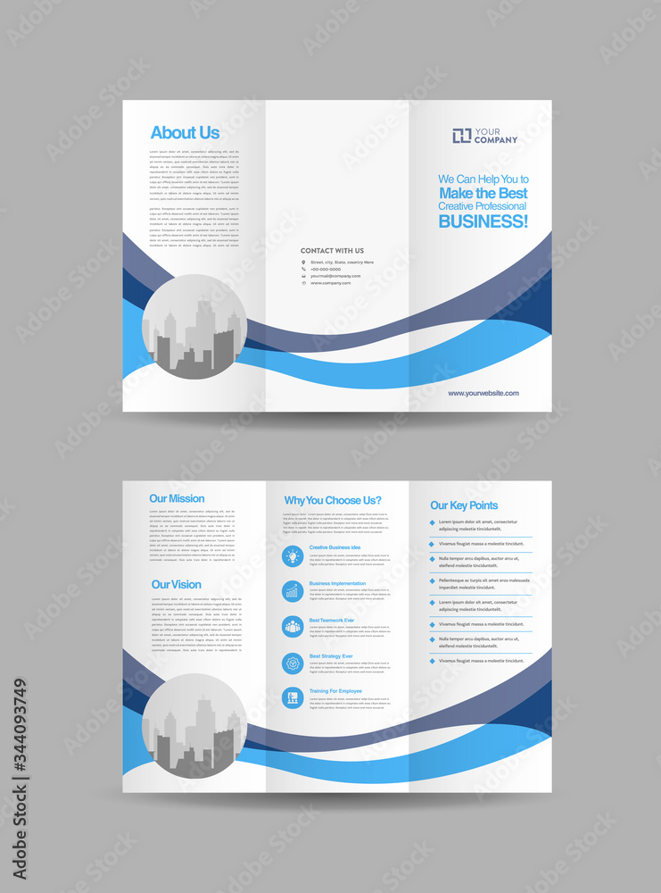 Vetor de Business Tri-fold Brochure Design | Three Folded Flyer ...