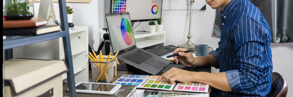 Asian Designer or creative Occupation Design Studio artist working on ...