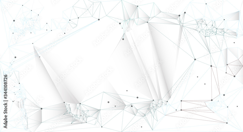 Vector illustration molecule, connected lines with dots and polygon ...