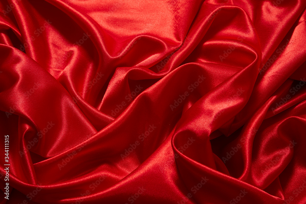Luxury red satin smooth fabric background for celebration, ceremony ...