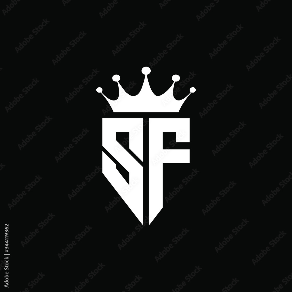 SF logo monogram emblem style with crown shape design template Stock ...