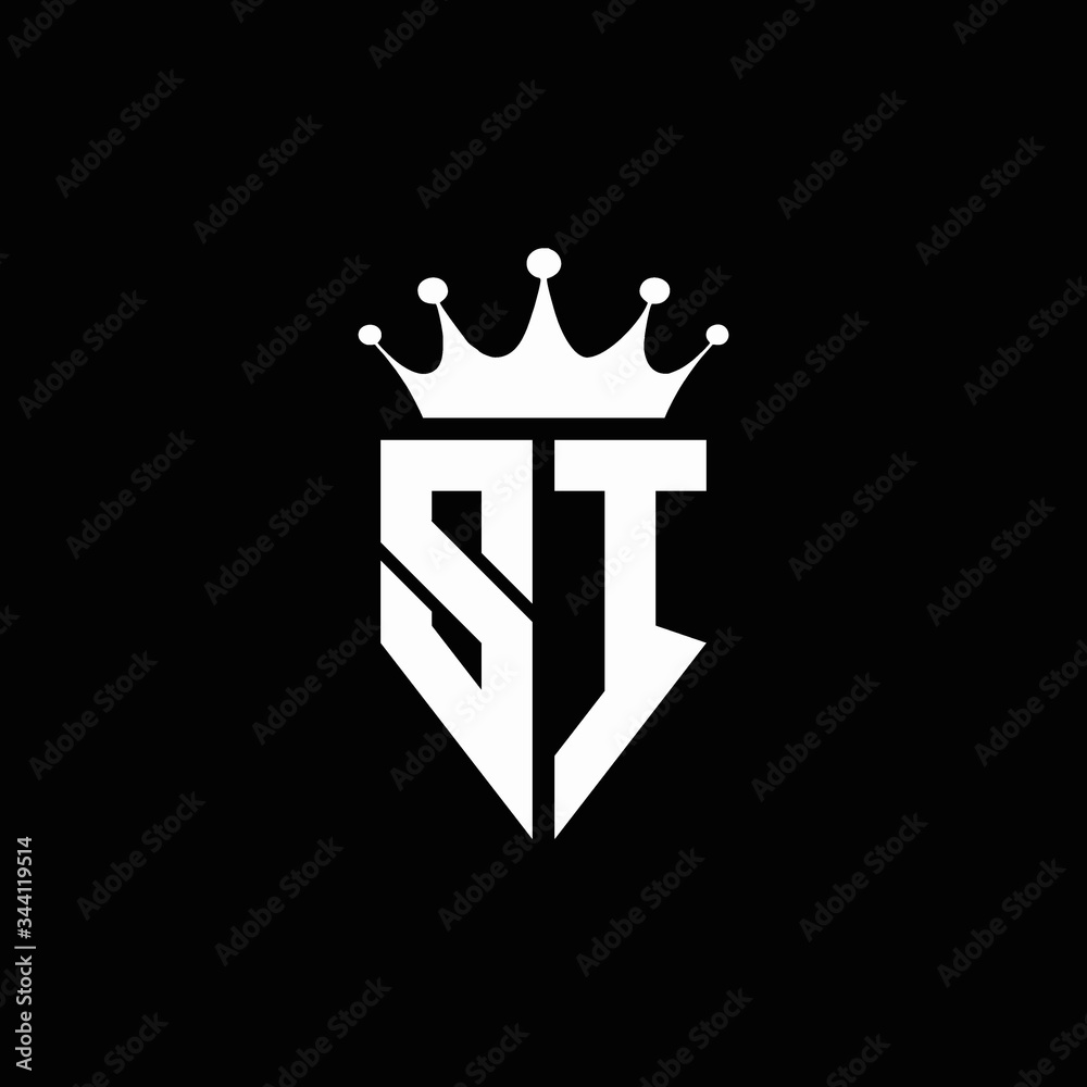 SI logo monogram emblem style with crown shape design template Stock ...
