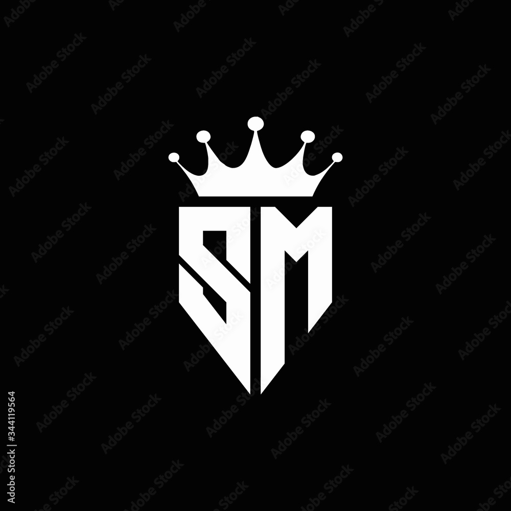 SM logo monogram emblem style with crown shape design template Stock ...
