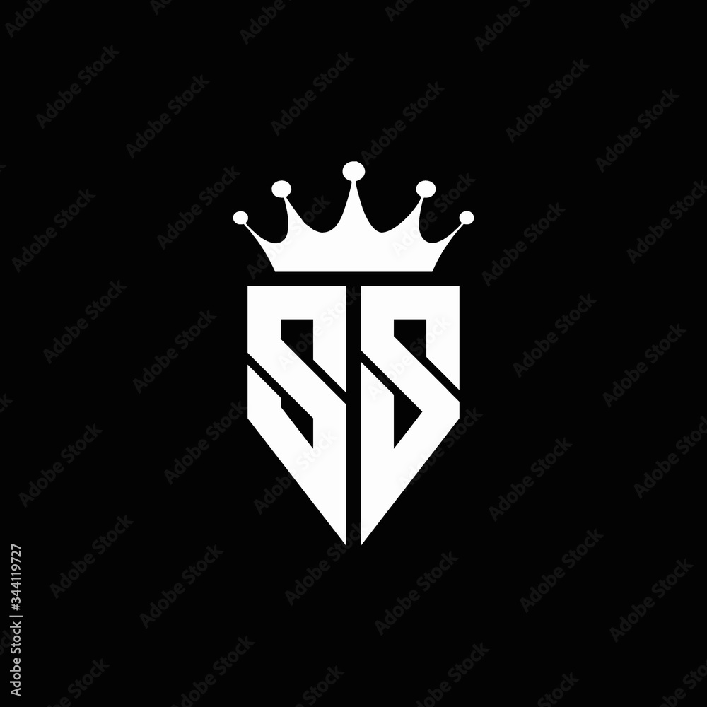 SS logo monogram emblem style with crown shape design template Stock ...