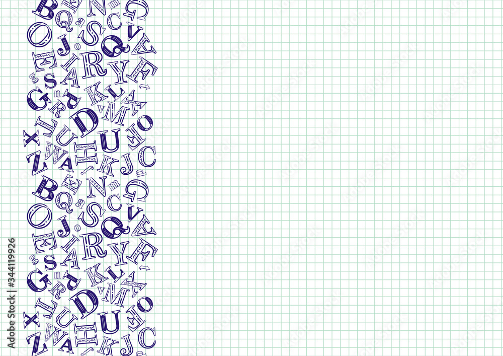 Pattern with letters. School frame for designing a schedule, newspaper ...