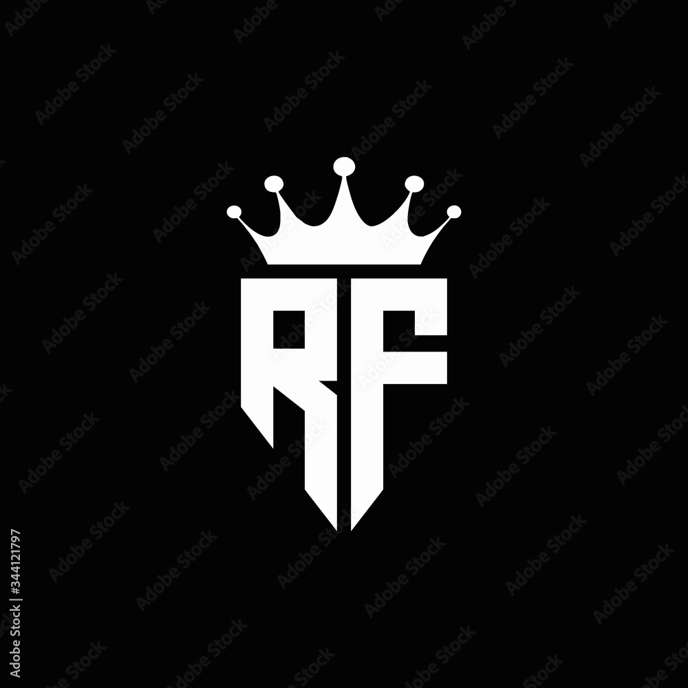 RF logo monogram emblem style with crown shape design template Stock ...