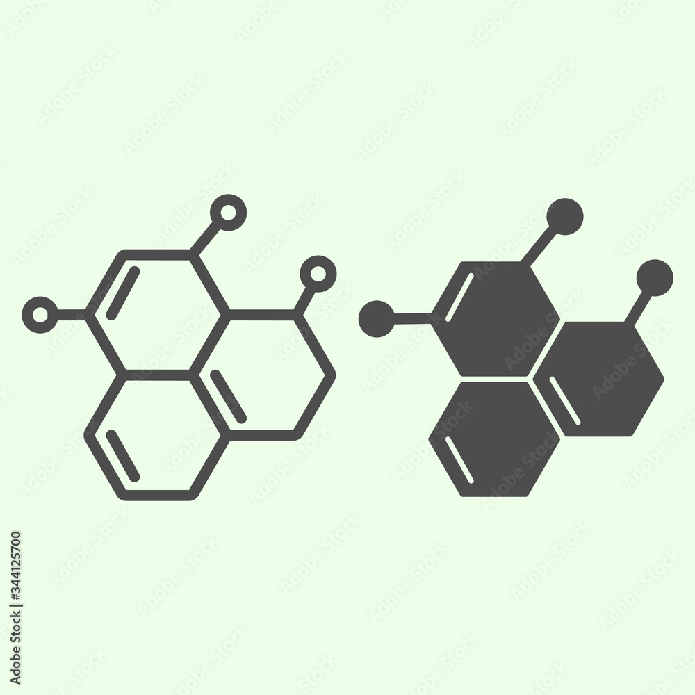Chemical Formula line and solid icon. Atomic structure and molecules ...
