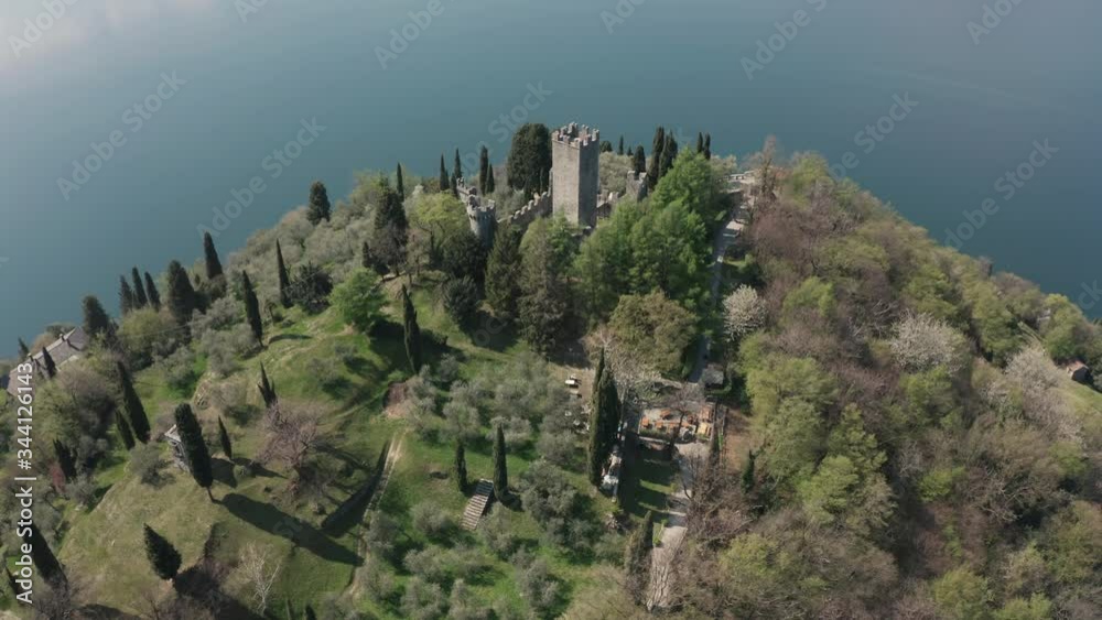 Vezio Medieval Castle above Varenna, on Lake Como in Italy, from a ...