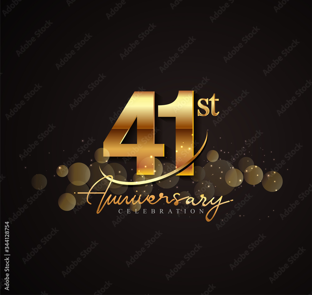 41st golden anniversary logo with swoosh and sparkle golden colored ...
