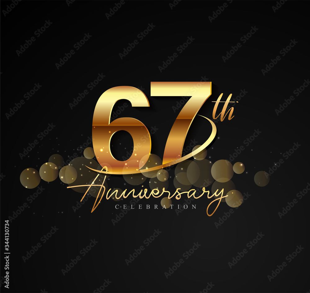 67th golden anniversary logo with swoosh and sparkle golden colored ...