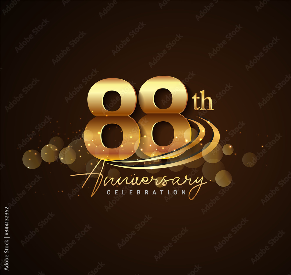 88th golden anniversary logo with swoosh and sparkle golden colored ...