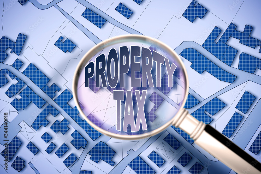 Property Tax concept image against an imaginary city map with a ...